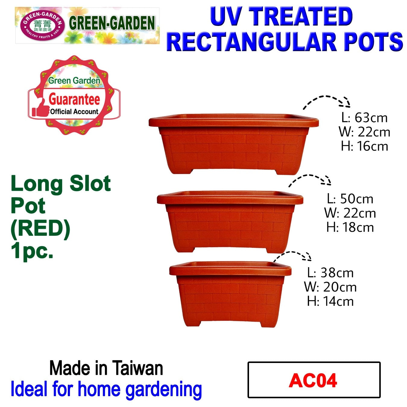 UV TREATED Long Slot Pot 63x22x16cm