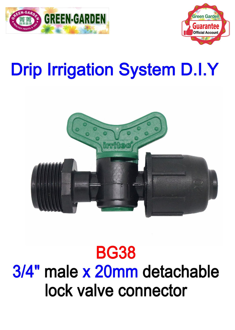 Drip Irrigation System - 3/4"male x 20mm detachable lock valve connect